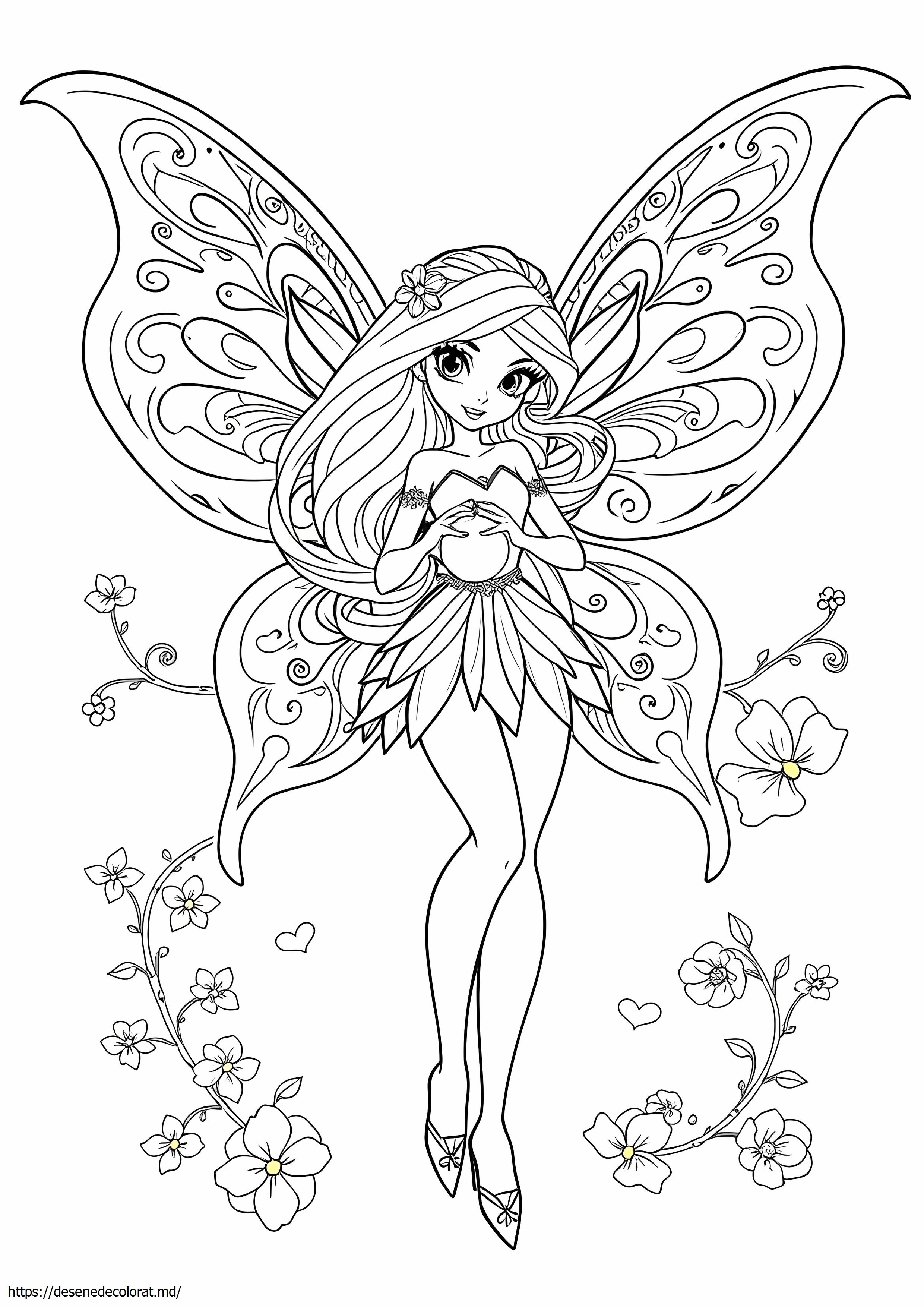 Winx club flora enchantix desen de colorat