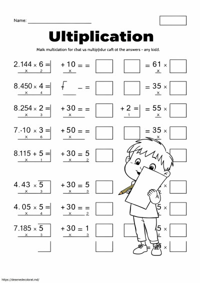 Matematica inmultirii desen de colorat