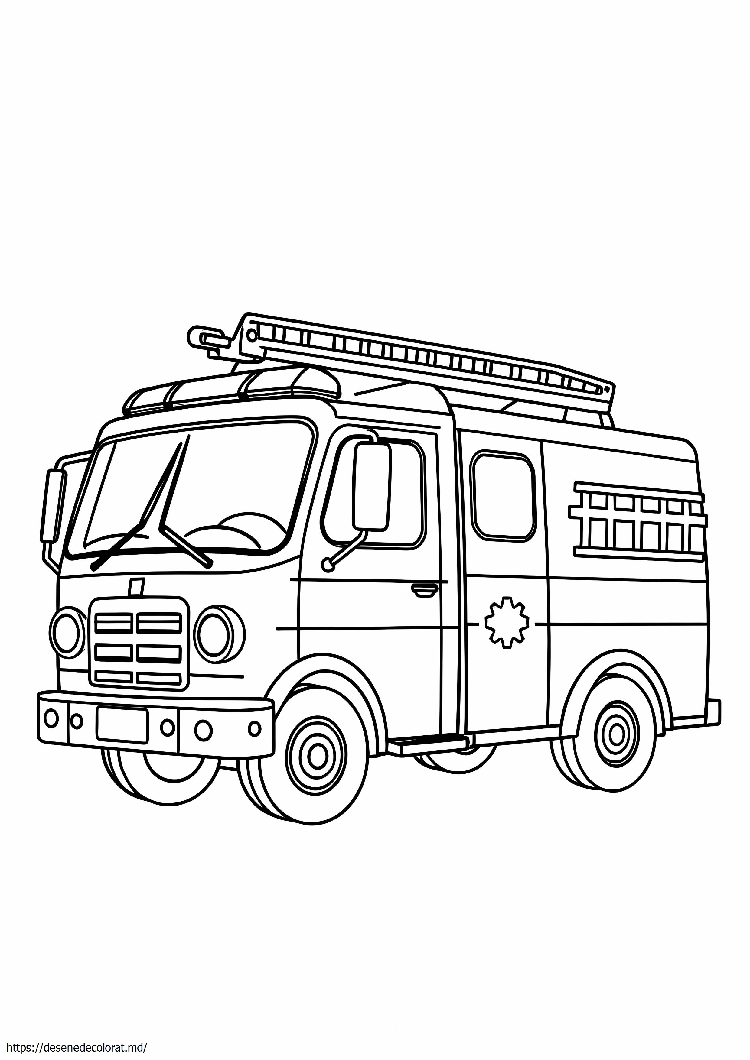 Ambulanta camion de pompieri desen de colorat