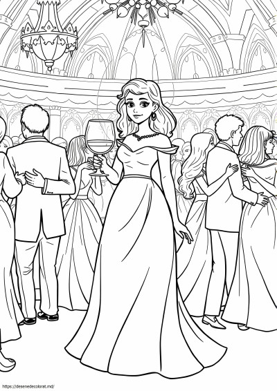 Yule Ball Hermione Granger desen de colorat