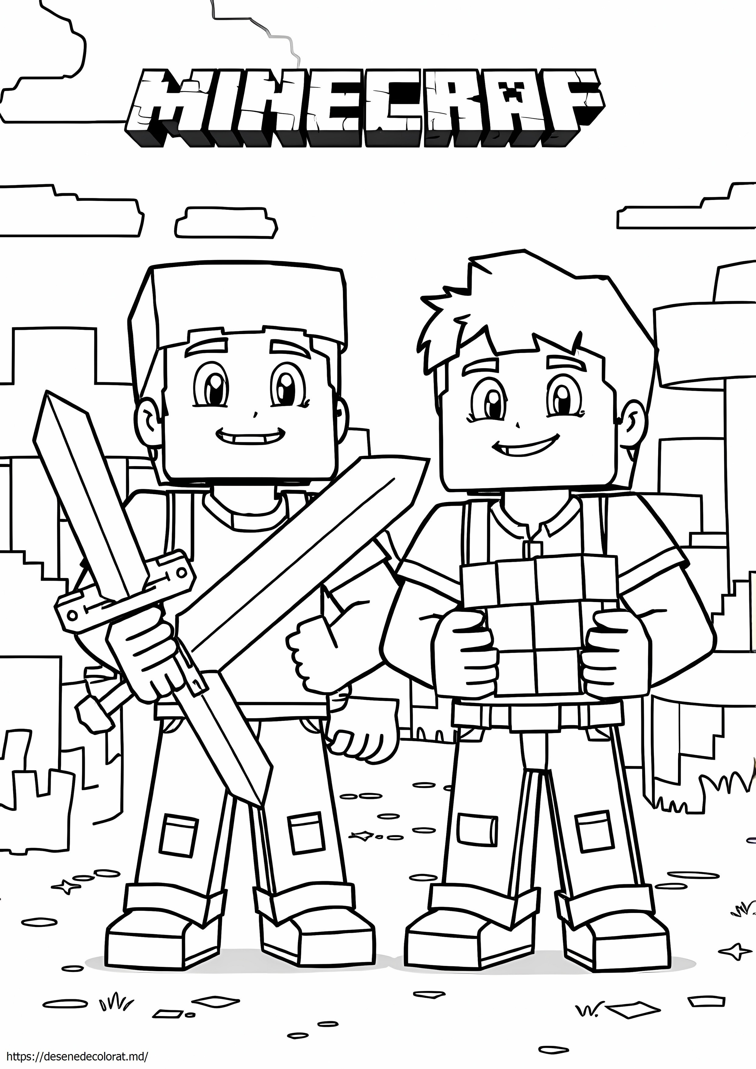 Jj și mikey minecraft desen de colorat