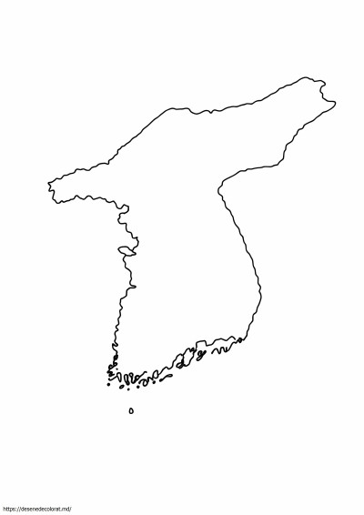 Harta Coreei de Sud desen de colorat
