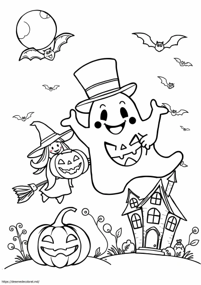 Halloween de colorat - Desene, fise si imagini de Halloween de colorat