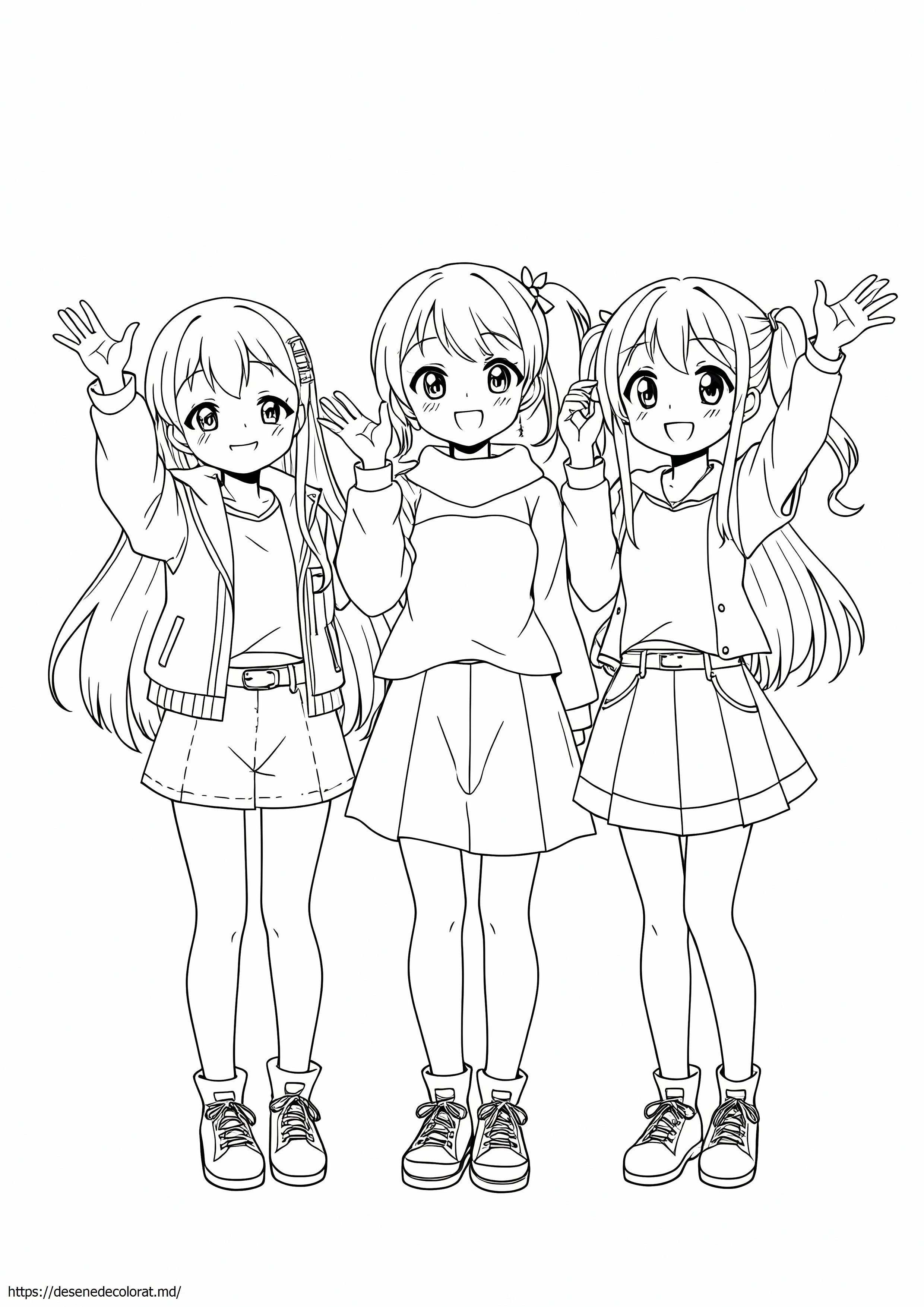 Anime 3 bff desen de colorat