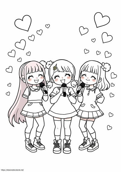 K-pop de colorat - Desene, fise si imagini de K-pop de colorat