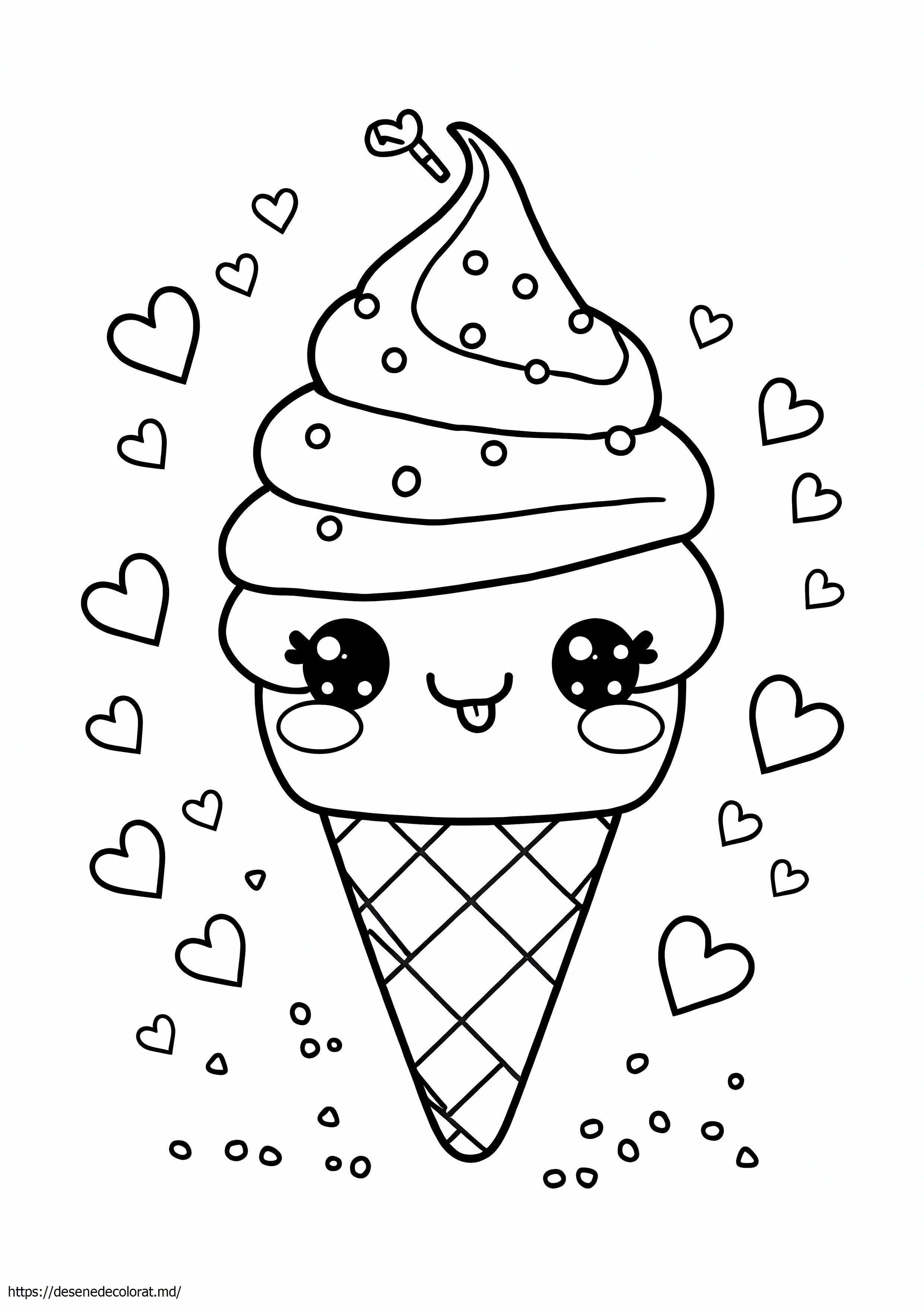Inghetata kawaii desen de colorat