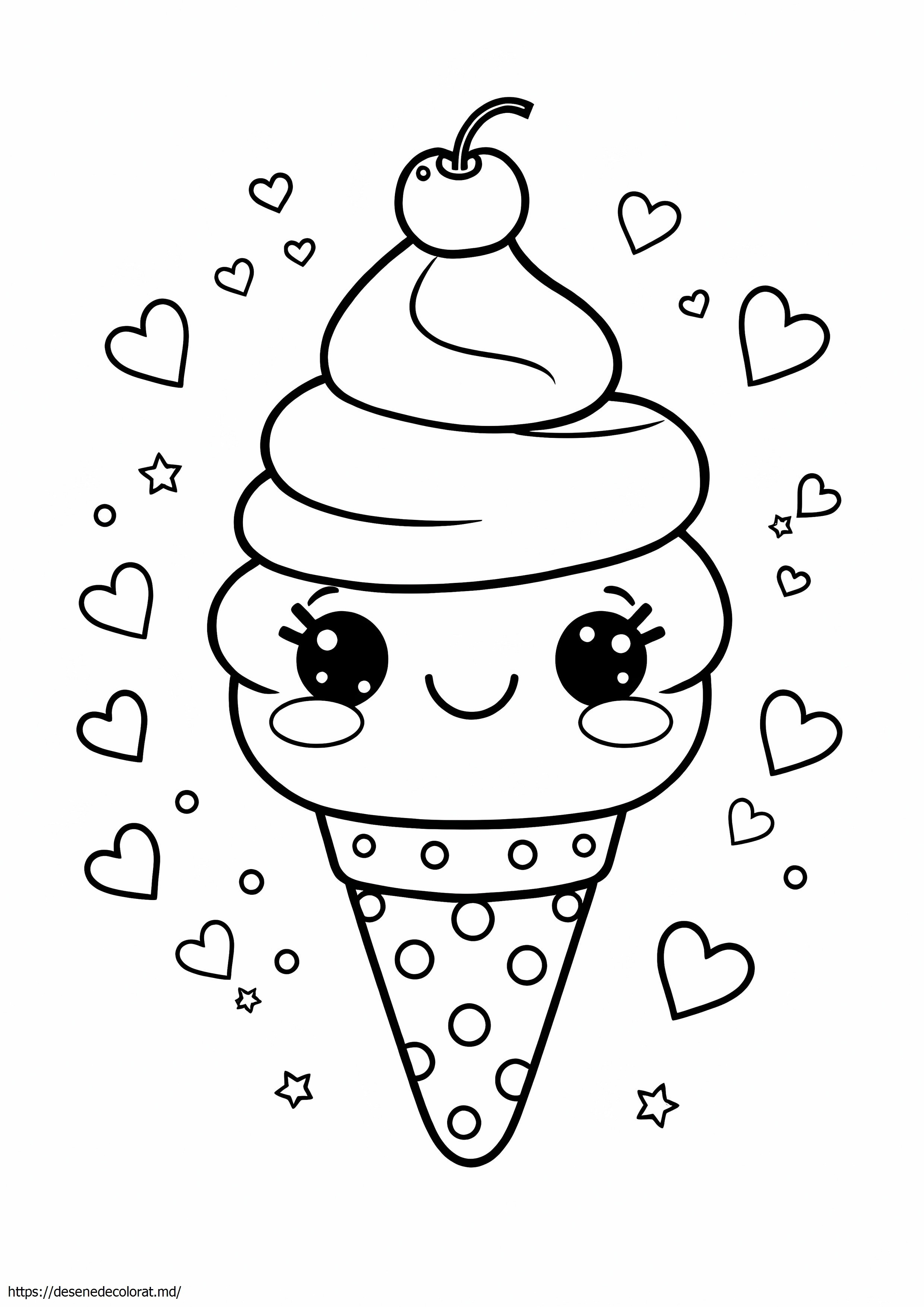 Inghetata kawaii desen de colorat