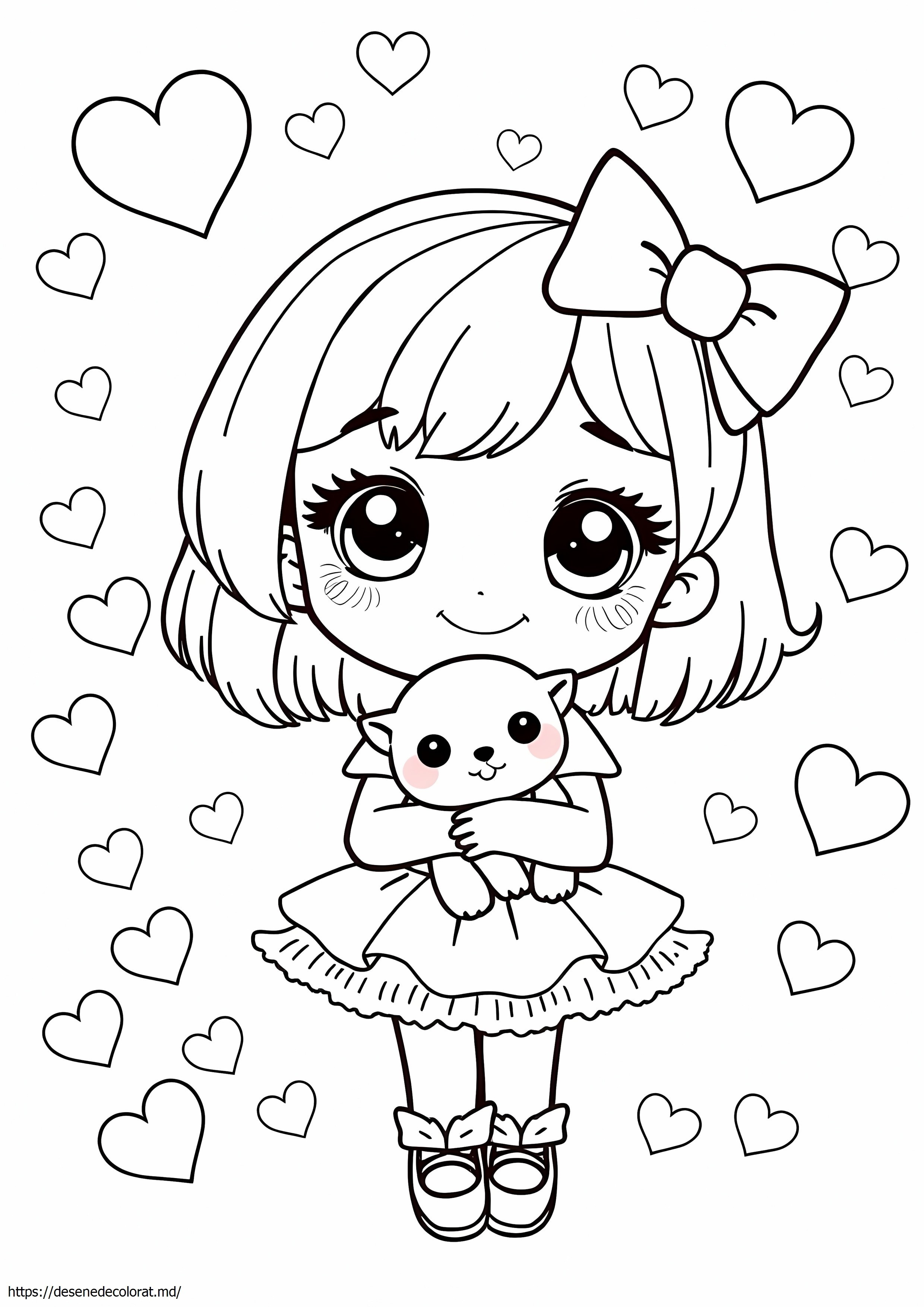 Fată drăguță kawaii gacha life desen de colorat