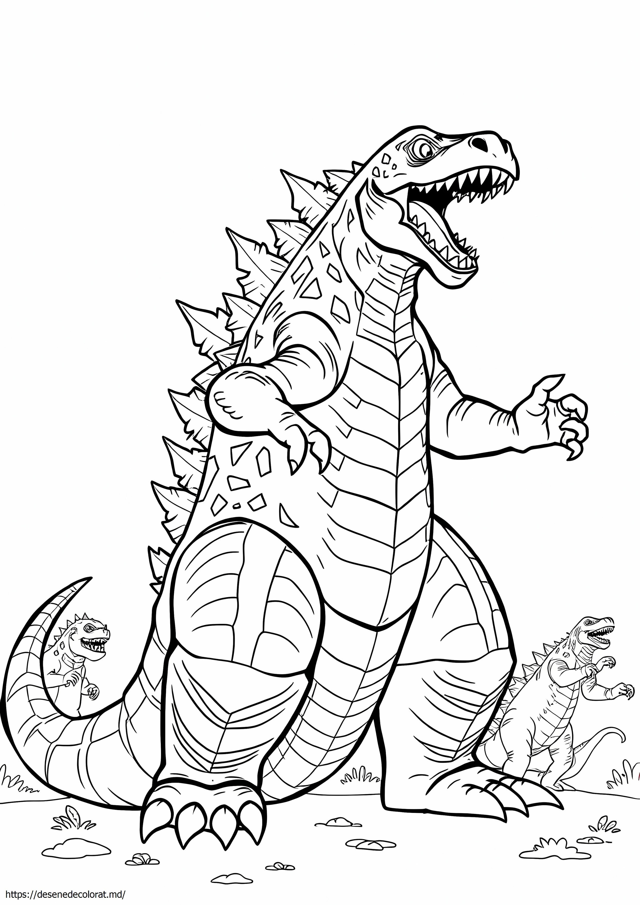 Godzilla regele monștrilor desen de colorat