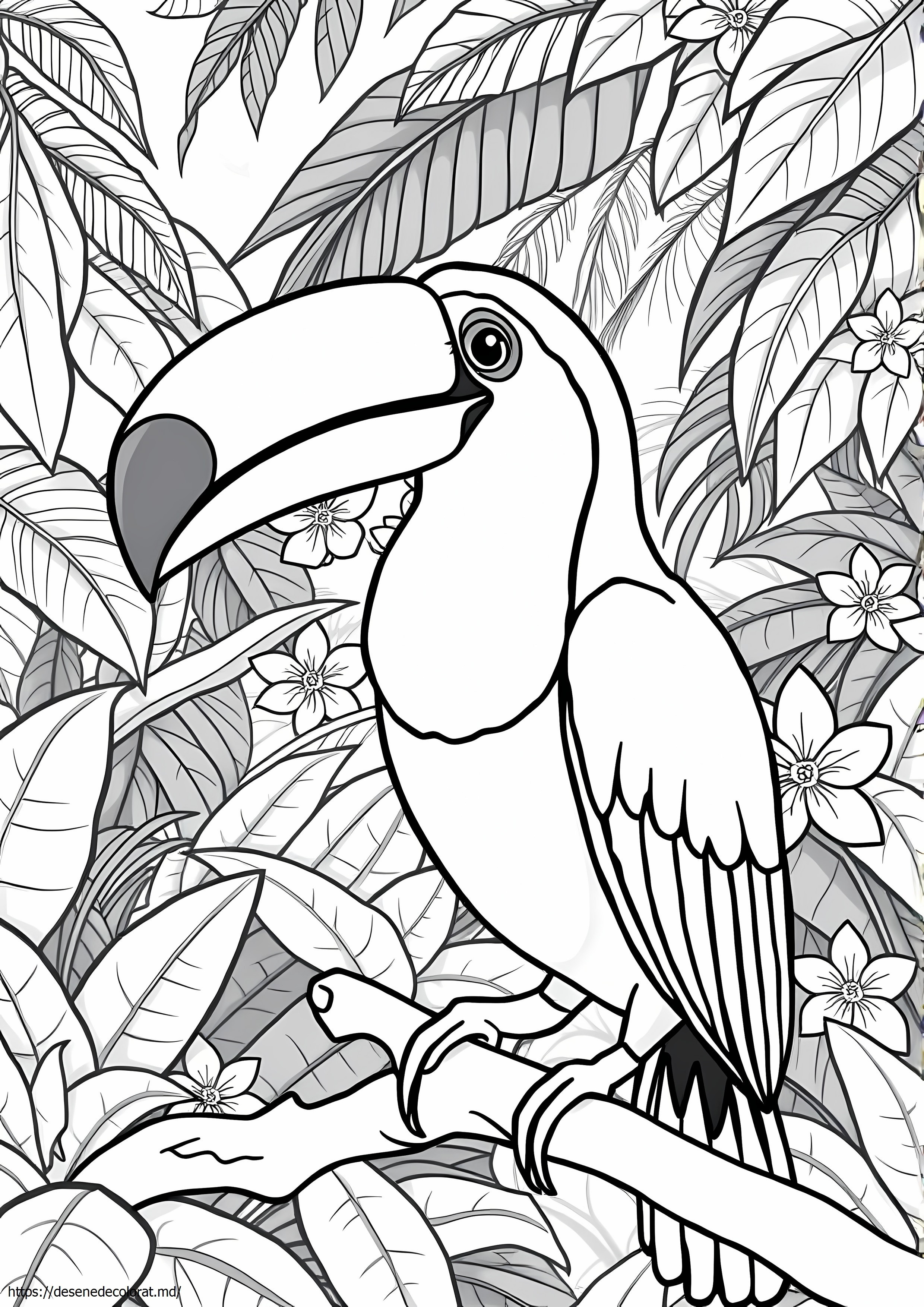 Tucan realist desen de colorat