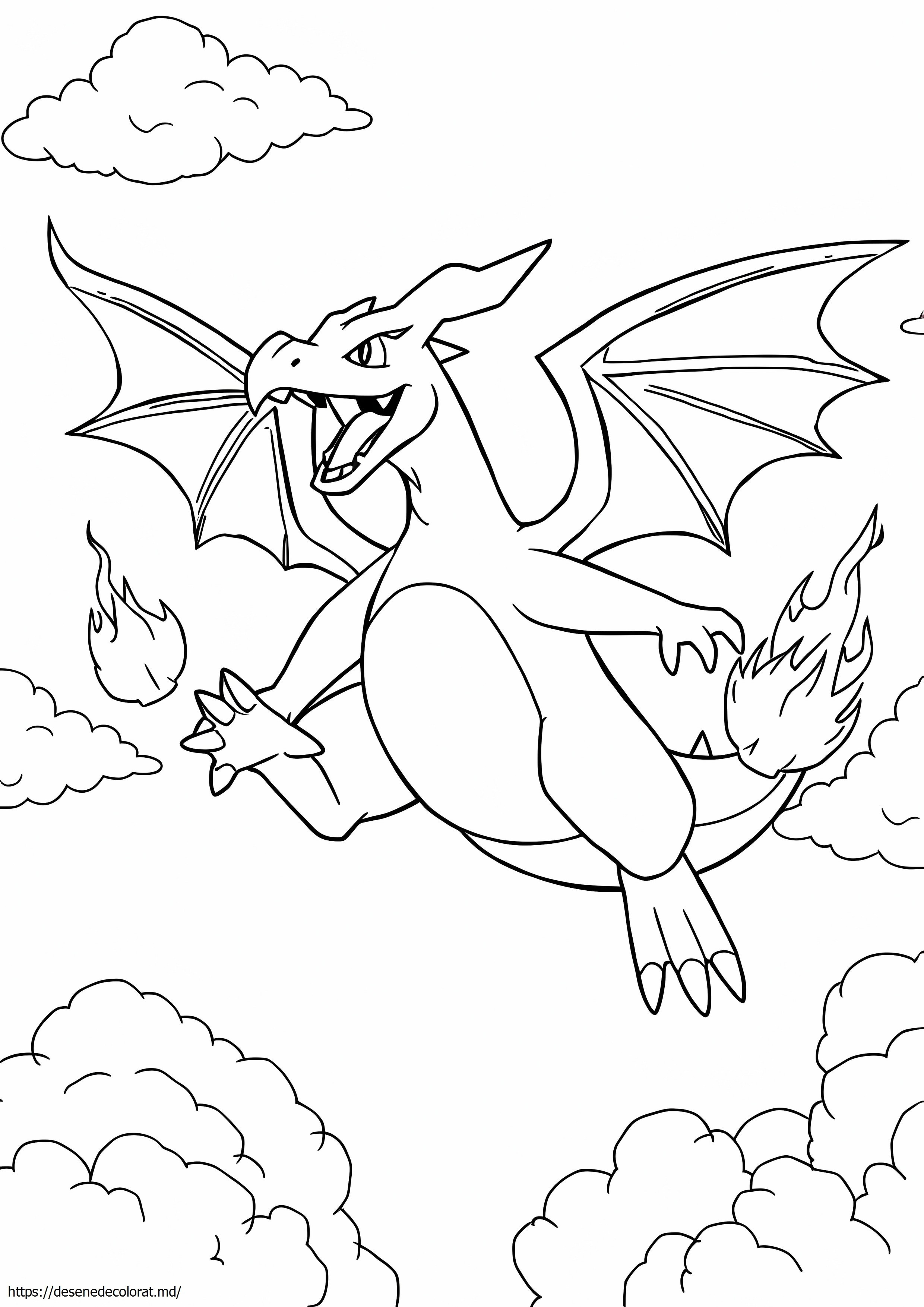Pokemon Charizard legendar desen de colorat