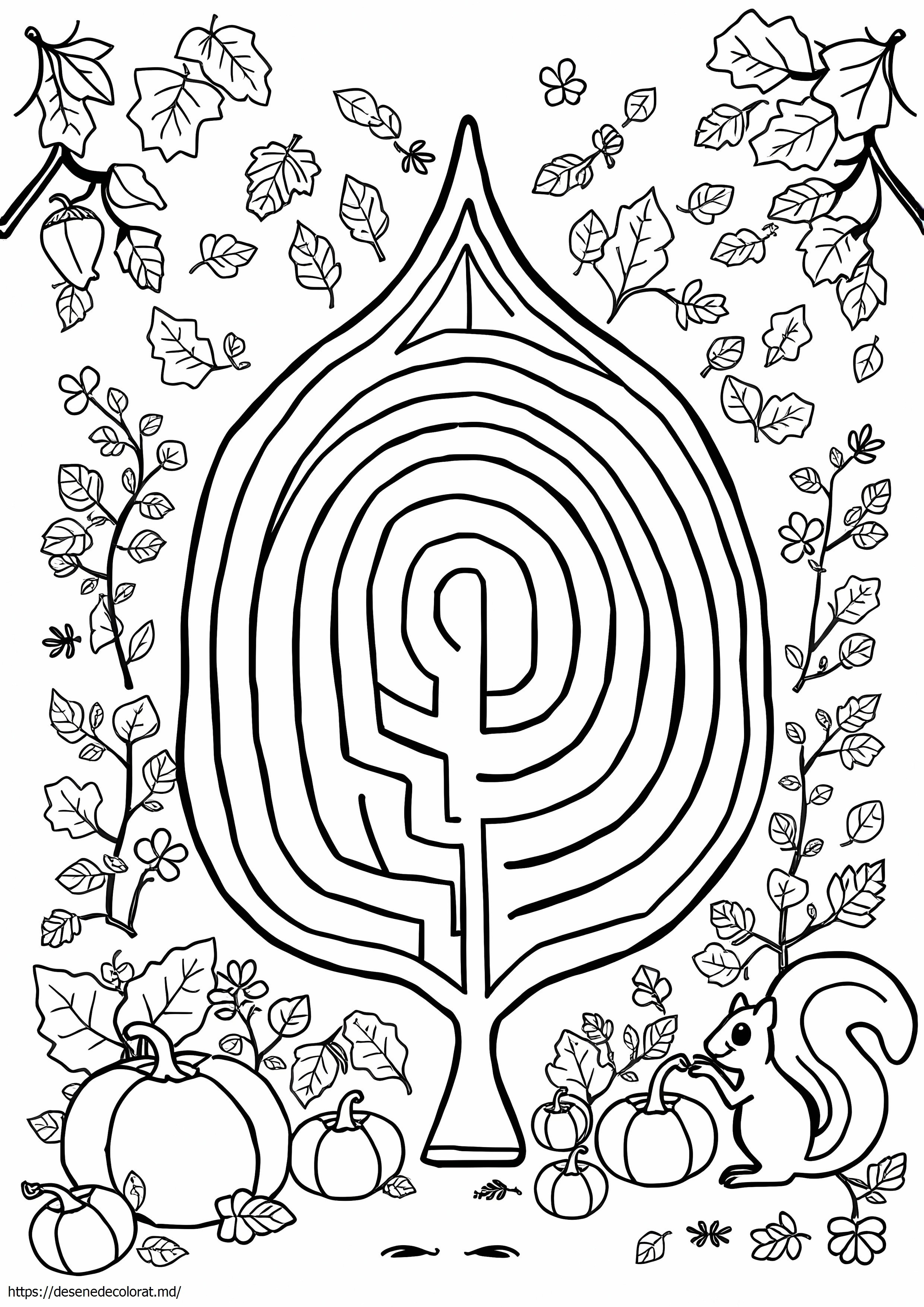 Labirint de toamna desen de colorat