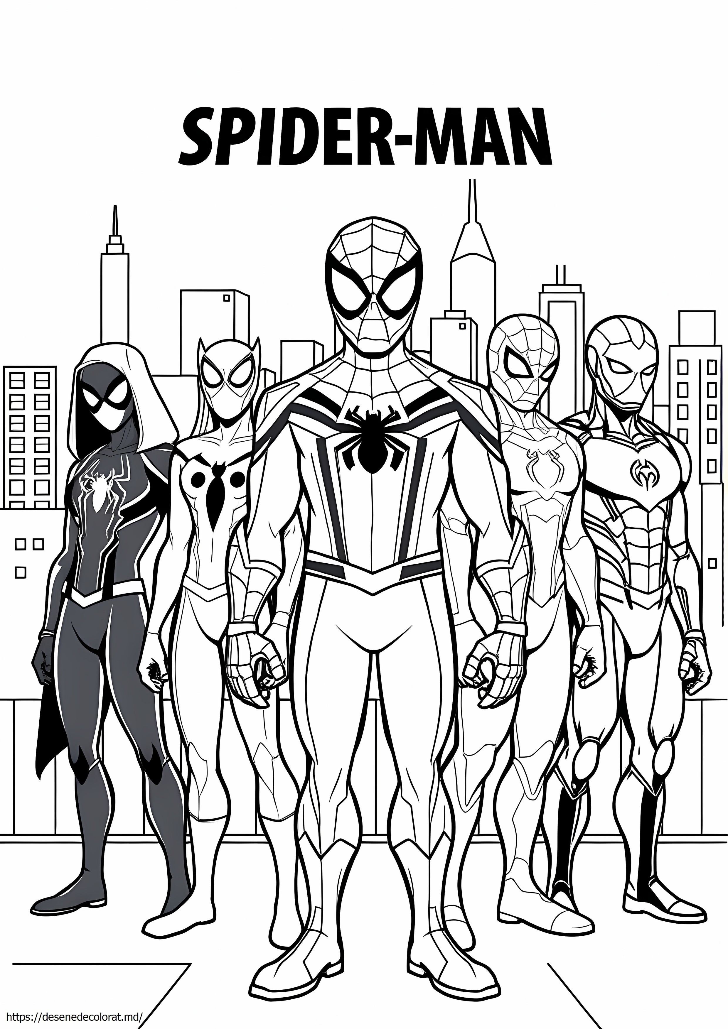 Echipa spider man desen de colorat