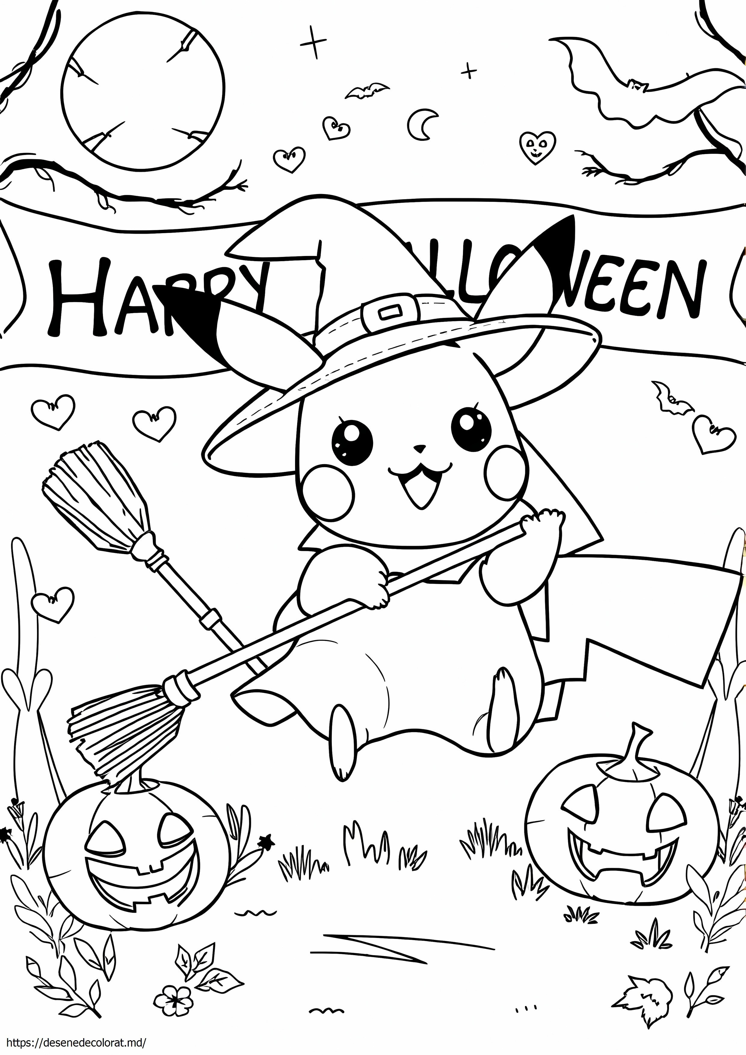 Drăguț pikachu pokemon de Halloween desen de colorat