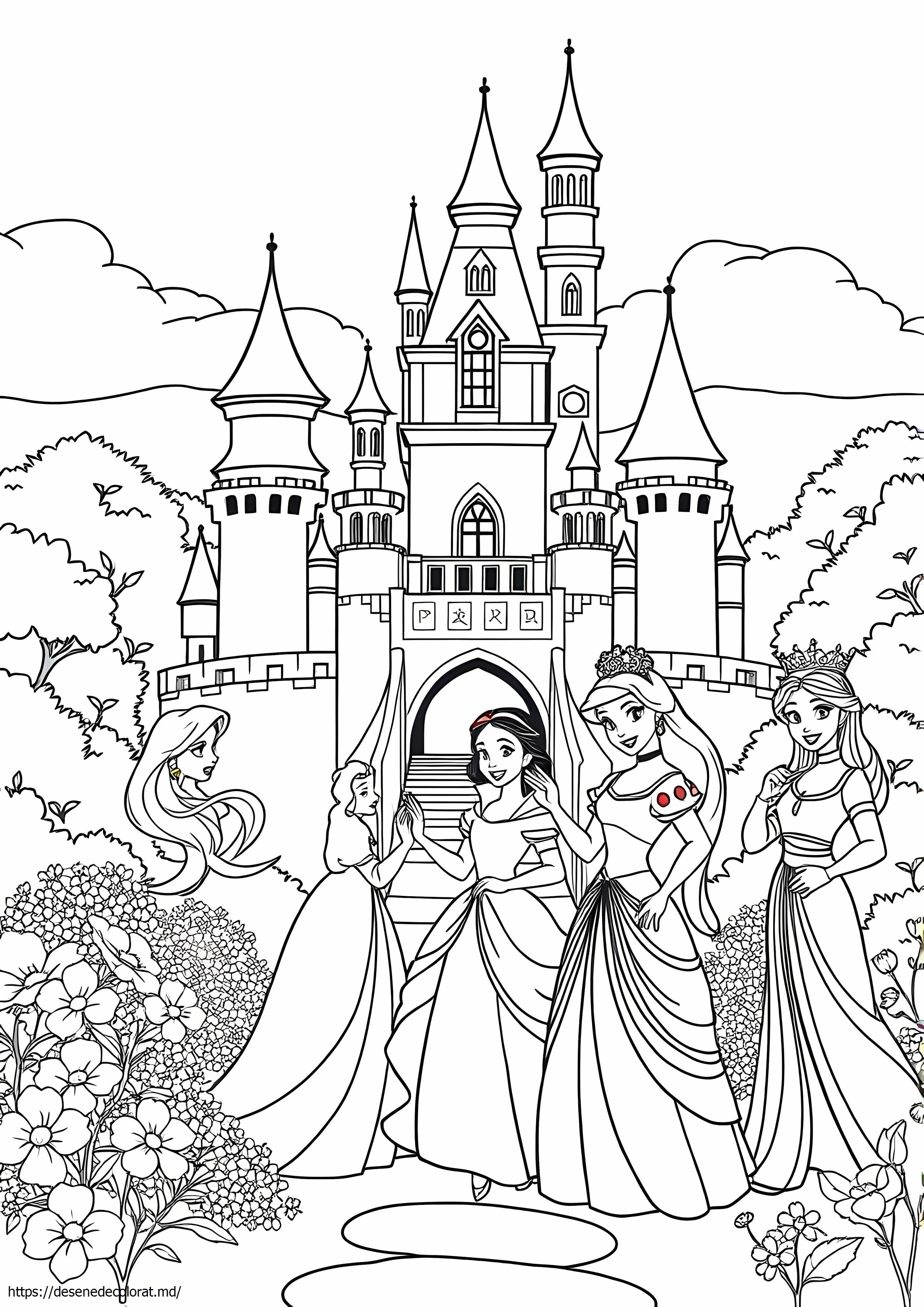 Personaje prințese disney desen de colorat