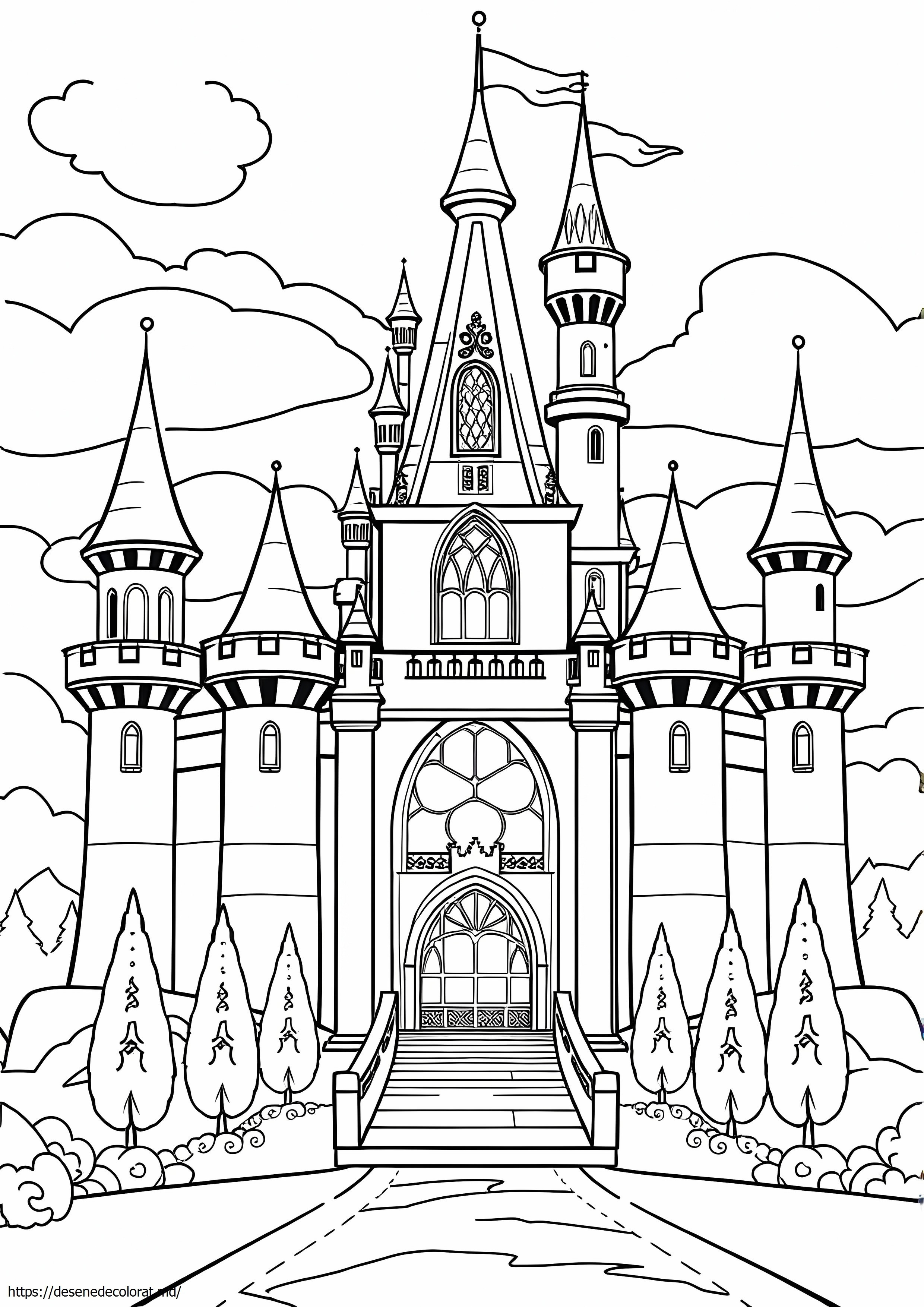 Castelul prințesei disney desen de colorat