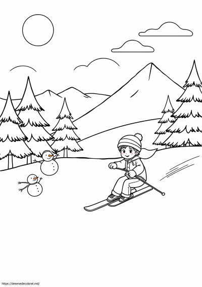 Iarnă de colorat - Desene, fise si imagini de Iarnă de colorat