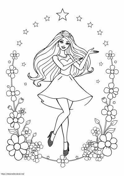 Barbie de colorat - Desene, fise si imagini de Barbie de colorat