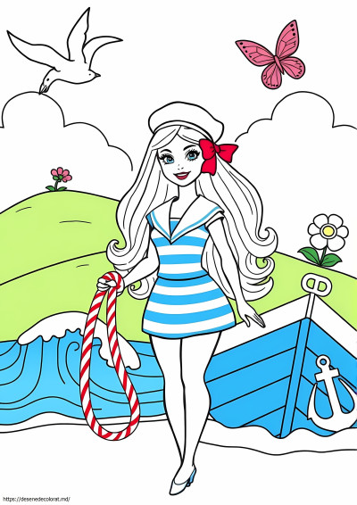 Barbie de colorat - Desene, fise si imagini de Barbie de colorat