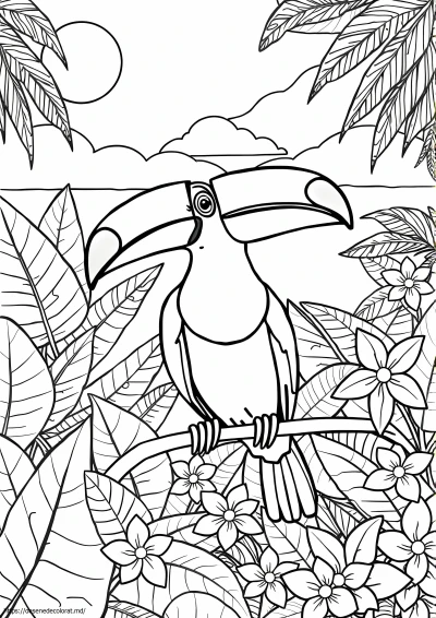 Tucan tropical desen de colorat