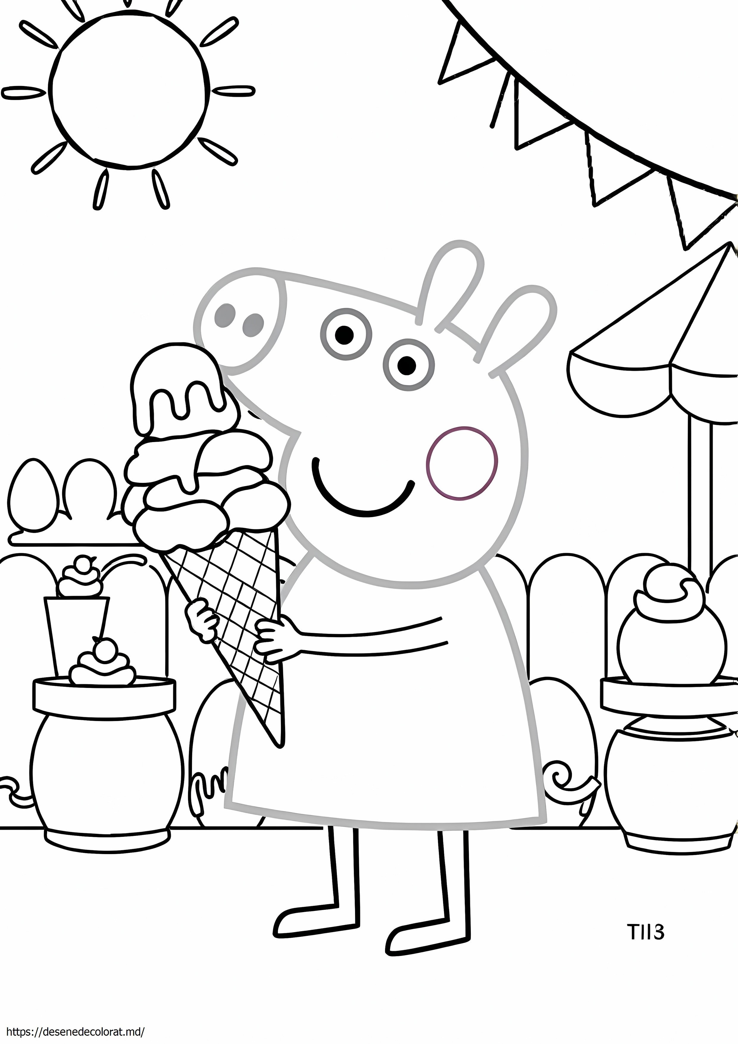 Inghetata peppa pig desen de colorat